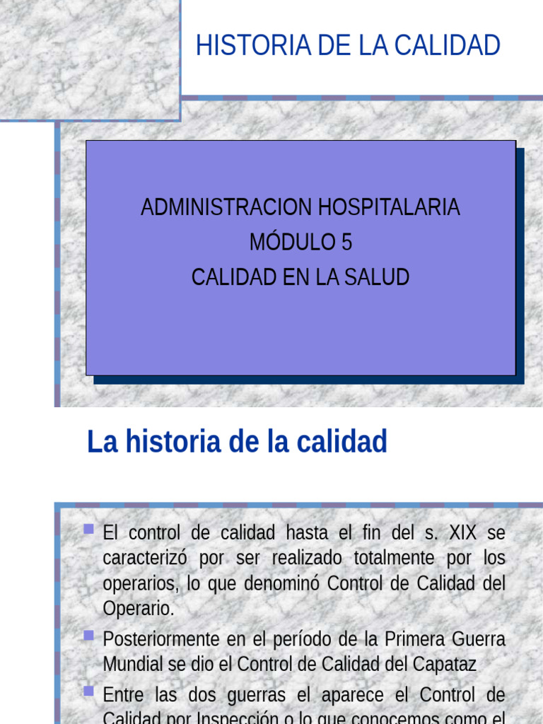 Evolución del Control de Calidad en Salud | PDF