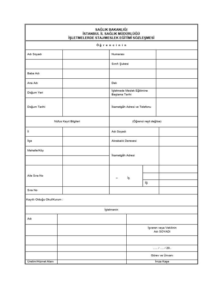 Staj Sozlesmesipdf | PDF