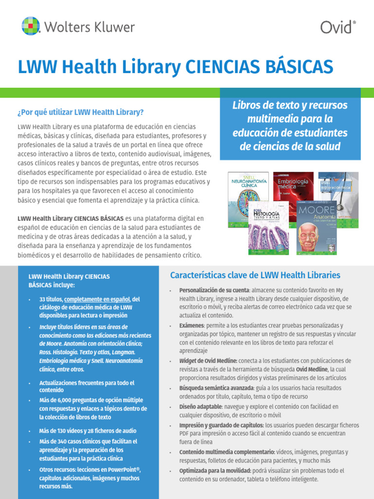 Factsheet LWW Health Library Ciencias Basicas | PDF | Multimedia | Enseñando