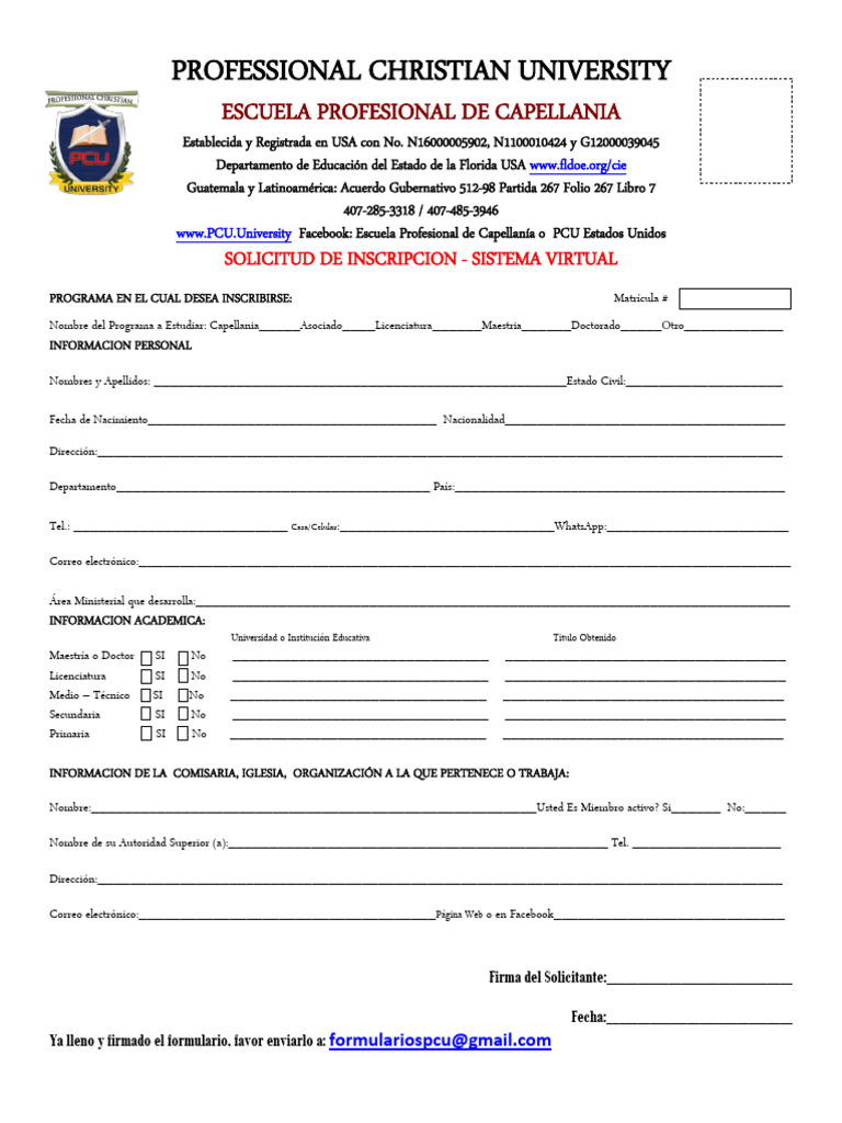 Formulario de Inscripcion PCU-Virtual Julio 2020 | PDF | Titulo ...