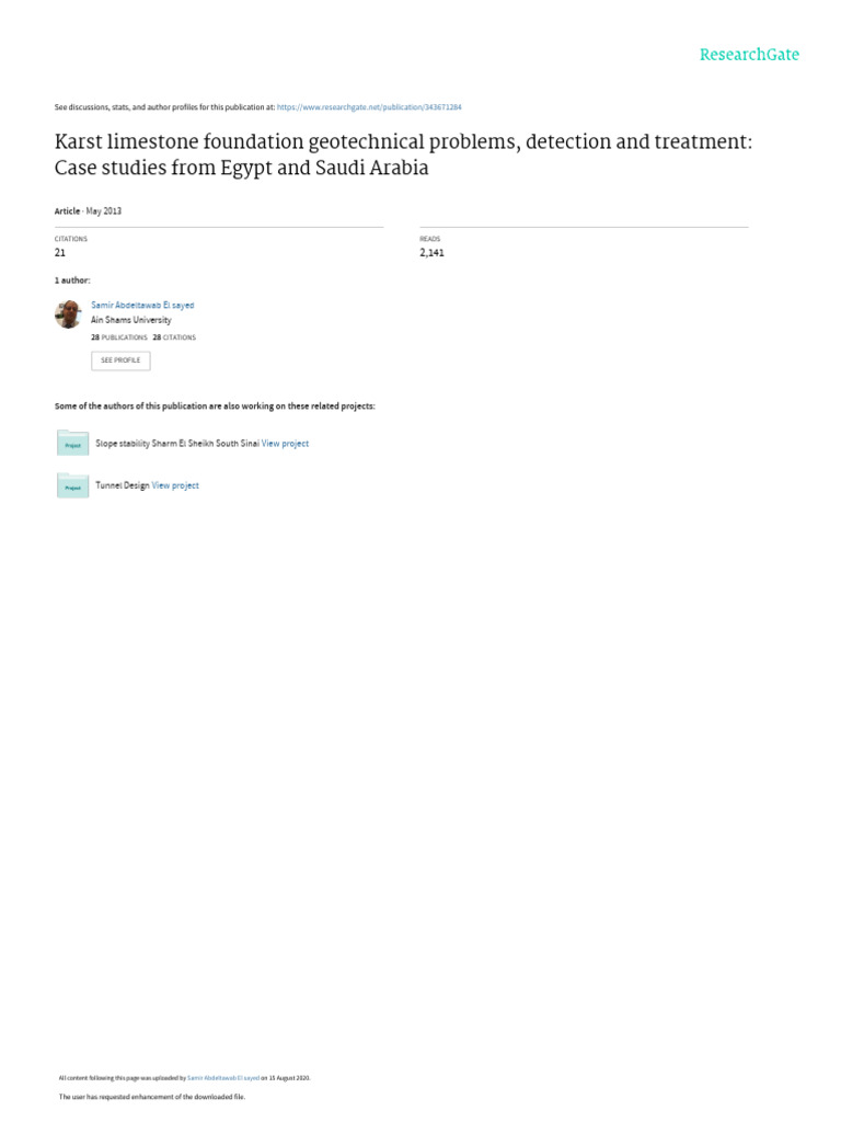 Karst Limestone Foundation Geotechnical Problems Detection and ...