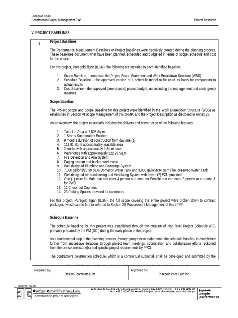 V. Project Baselines Rev.00 | PDF