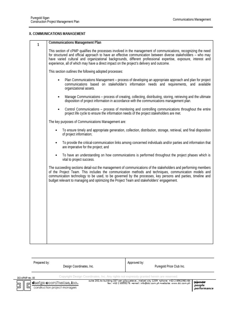 X. Communications Management Rev.00 | PDF | Project Management ...