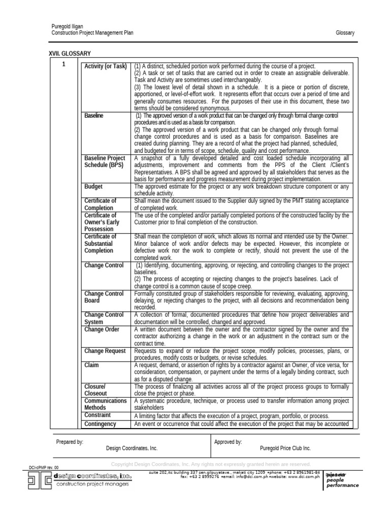 XVII. Glossary Rev.00 | PDF | Project Management