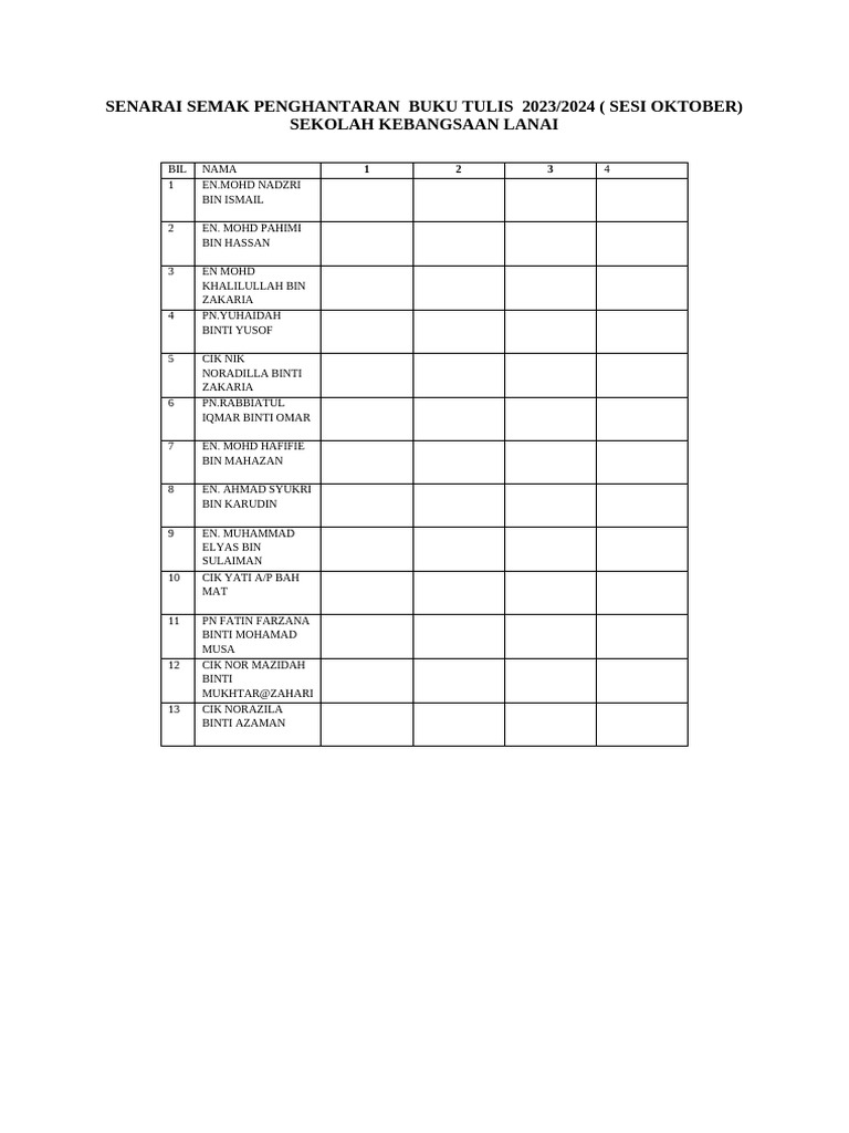 Checklist Buku Tulis | PDF