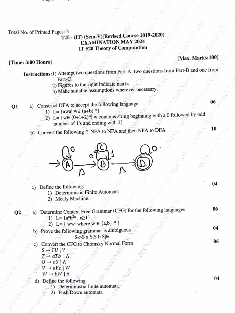 TOC MAY 24 | PDF | Theory Of Computation | Theoretical Computer Science