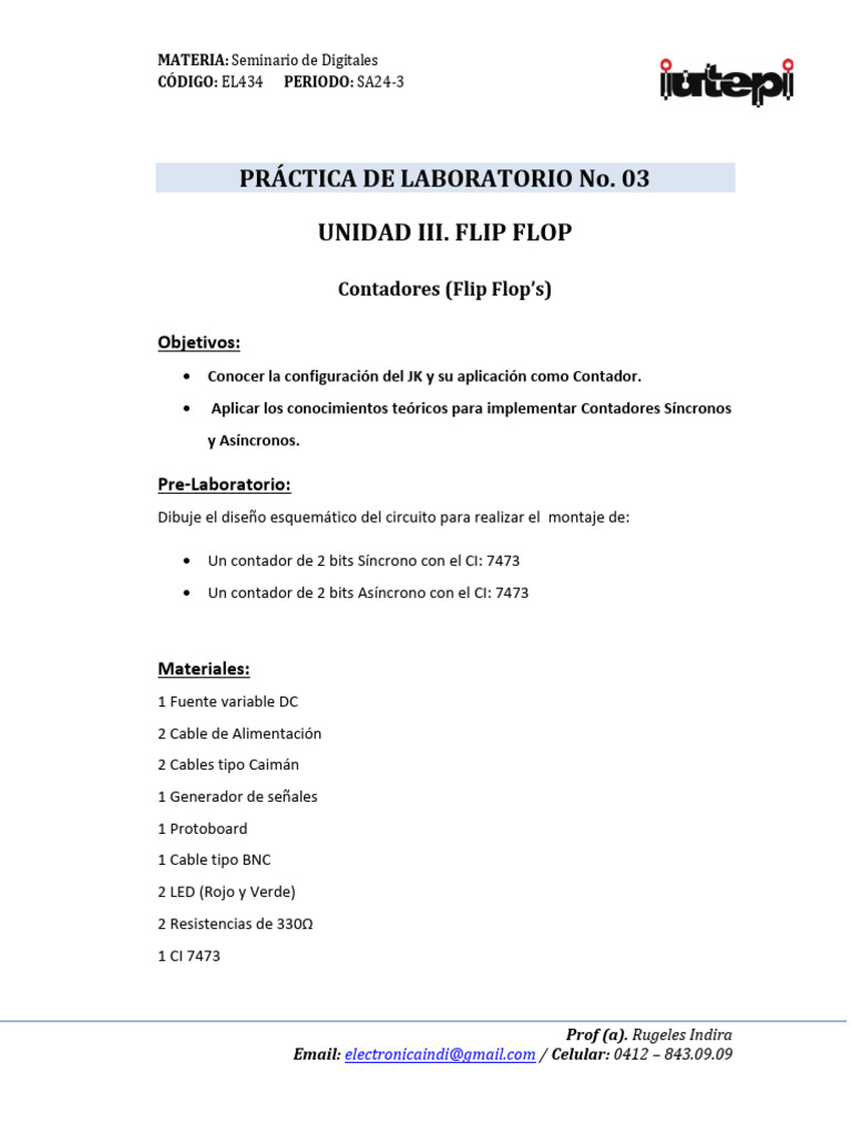 Pr-ctica de Laboratorio No 3 Contadores con (FF) | PDF