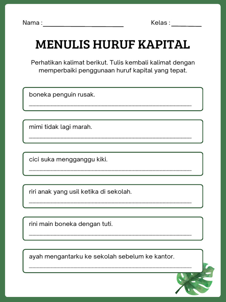 LKPD Huruf Kapital Kelas 2 SD | PDF