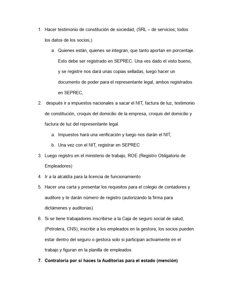 Requisitos SRL - Consultara (De Servicios) | PDF