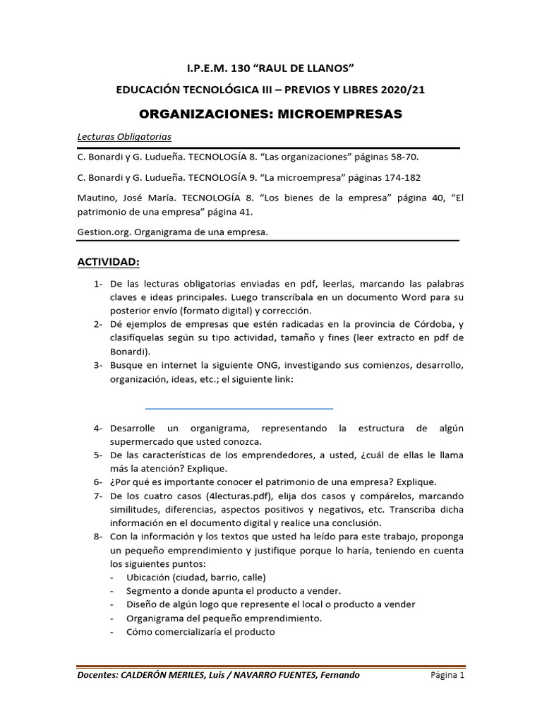 Ipem 130 - Organizaciones - TP - 1-2 | PDF