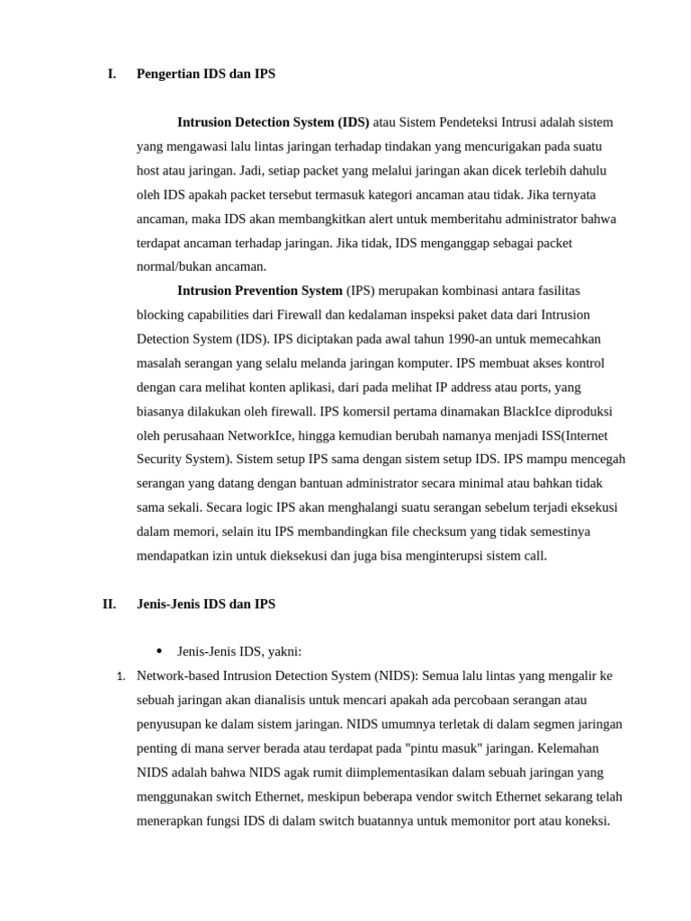 Pengertian dan Fungsi IDS/IPS | PDF