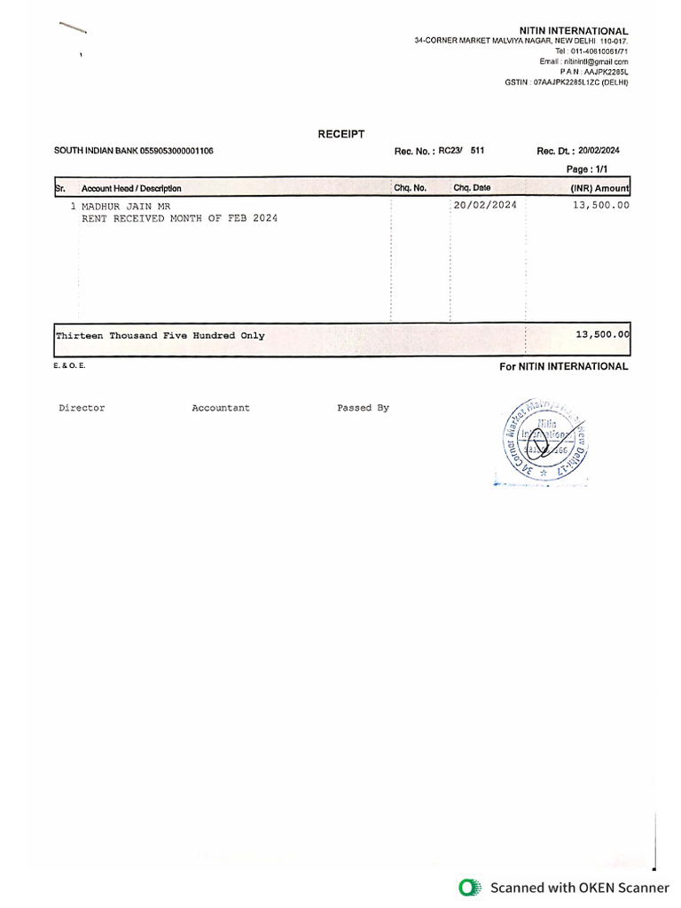 April-June 2024 Rent Receipts | PDF
