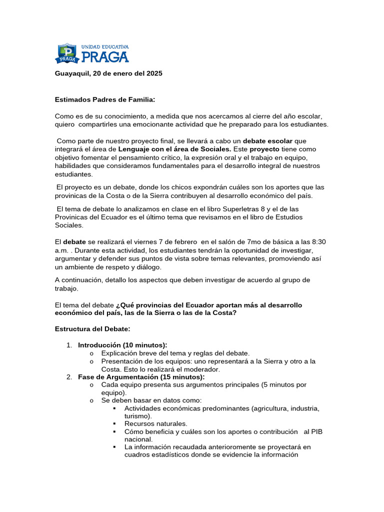 Carta para Padres Del Proyecto | PDF | Verbo | Gramática