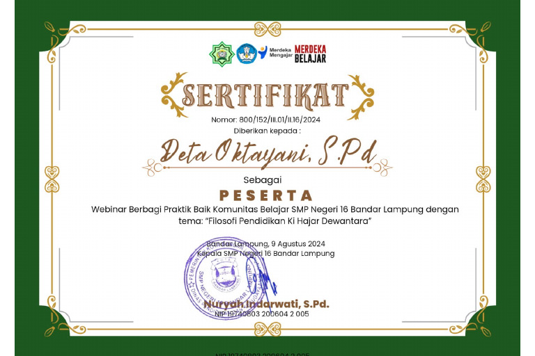 Sertifikat Deta 1 | PDF