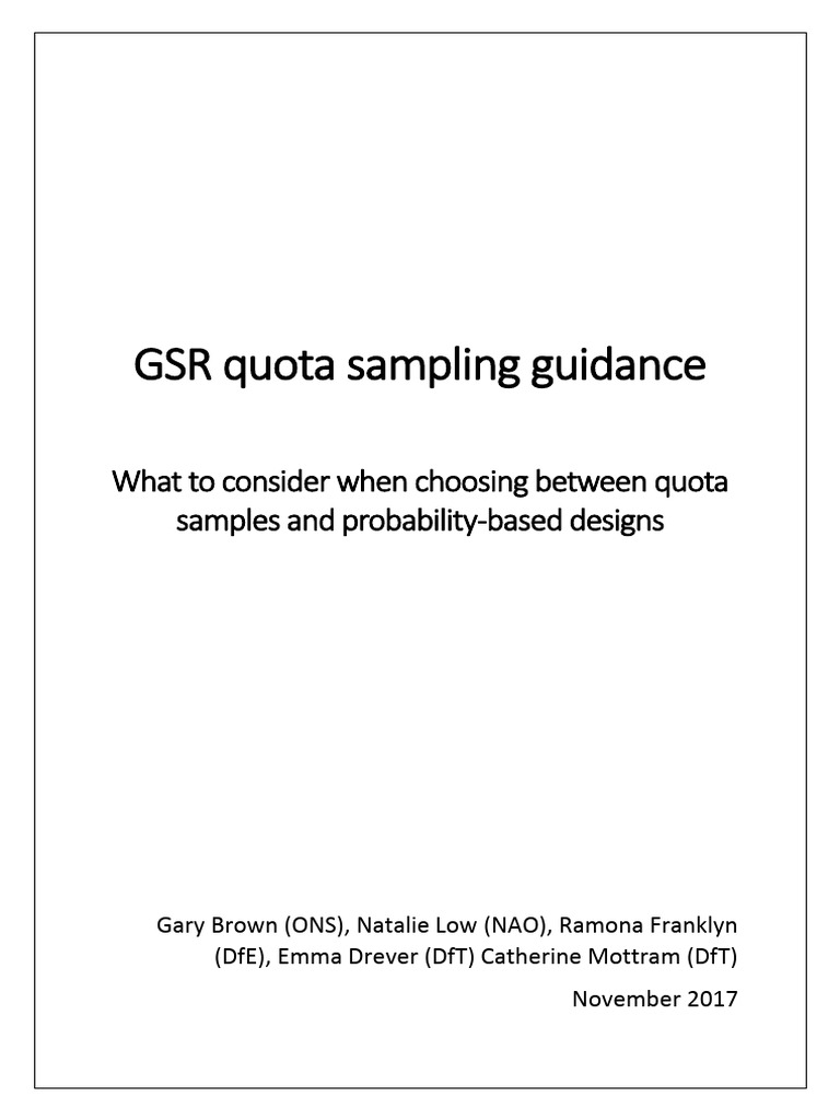 Quota Sampling Guidance 4 | PDF | Sampling (Statistics) | Survey ...
