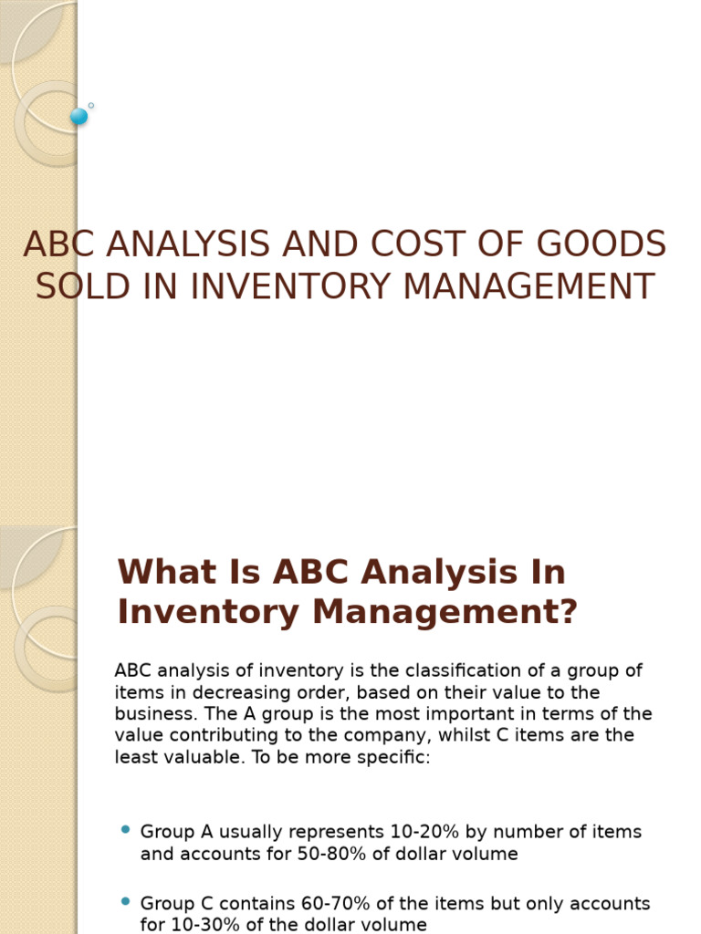 ABC Analysis & COGS in Inventory Management | PDF | Cost Of Goods Sold ...