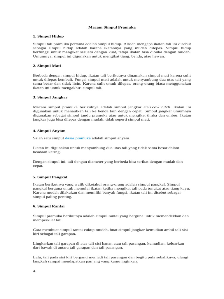 Macam Simpul Pramuka | PDF