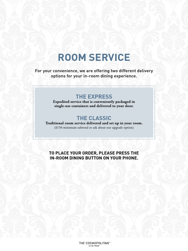 In-Room Dining Menu Options | PDF | Salad | Bacon
