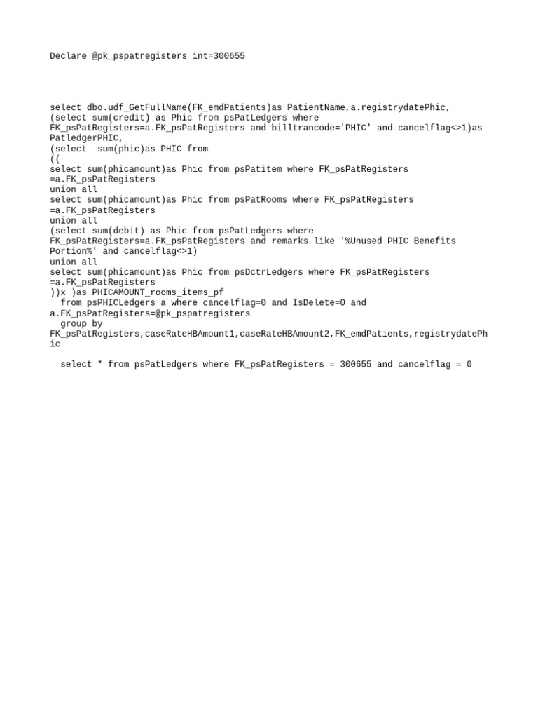 PHIC Ledger Summary for Patient 300655 | PDF