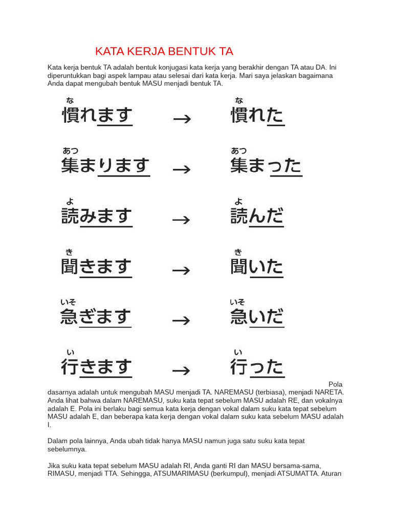 KATA KERJA BENTUK TA | PDF