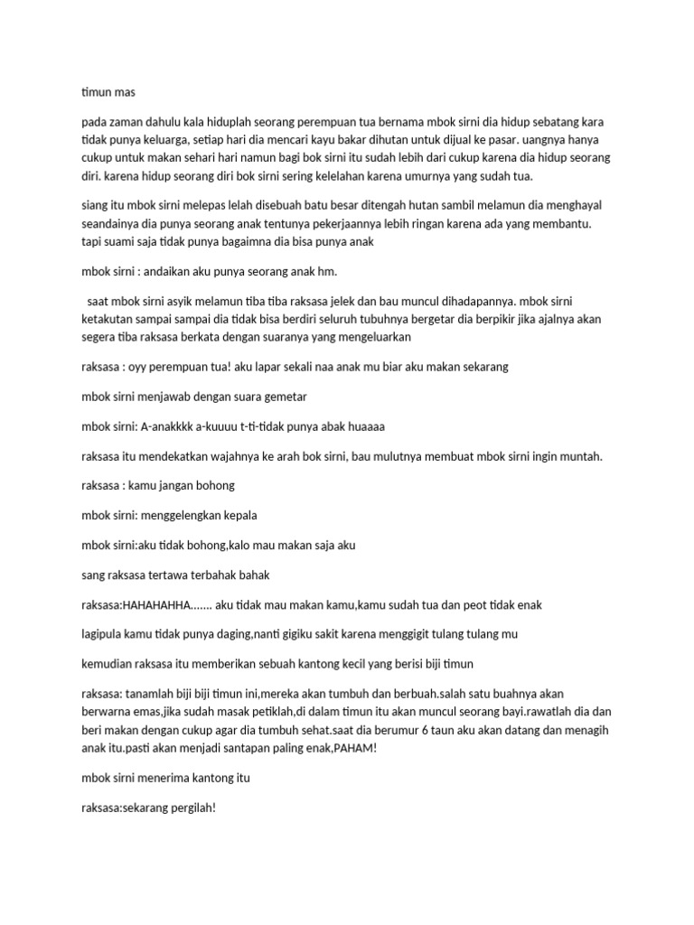 Naskah p5 Timun Mas | PDF