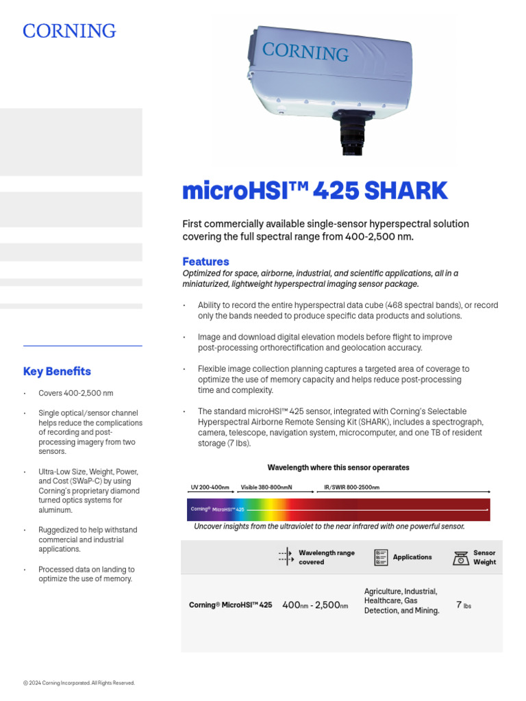 MicroHSI 425 Sensor and MicroHSI 425 SHARK | PDF | Infrared | Imaging