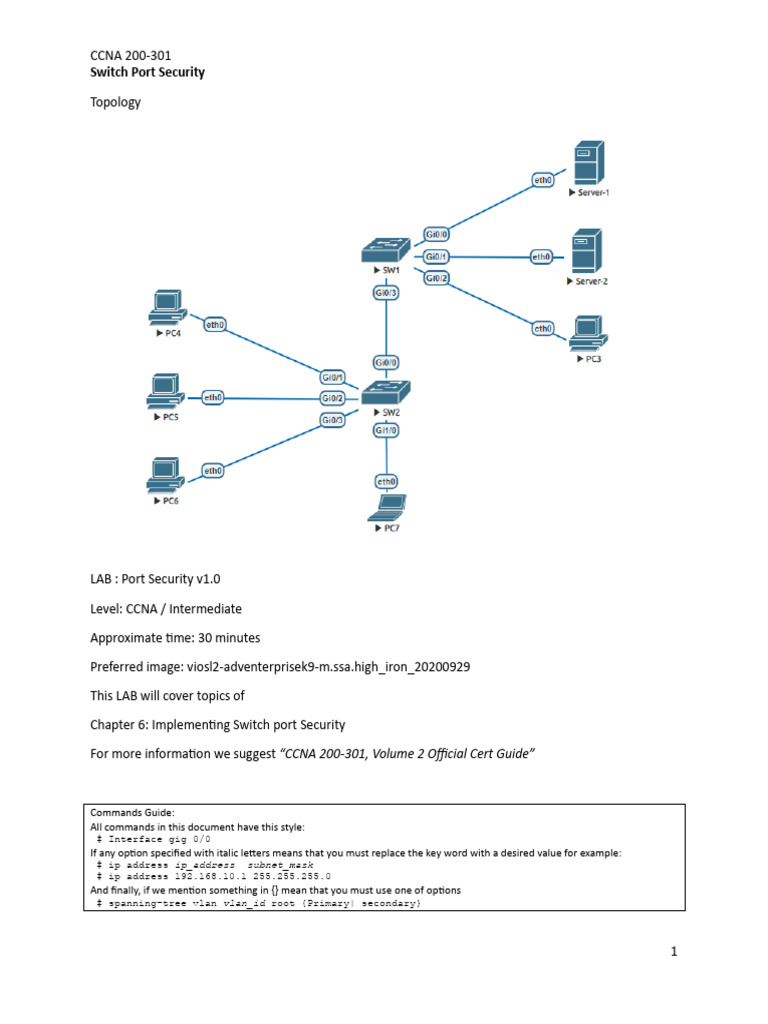 CCNA Workbook Port Security v1.0 | PDF | Cisco Certifications | Computer Standards