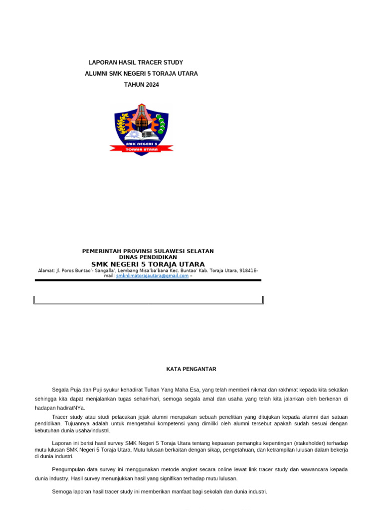 Laporan Tracer Study Alumni SMK 2024 | PDF
