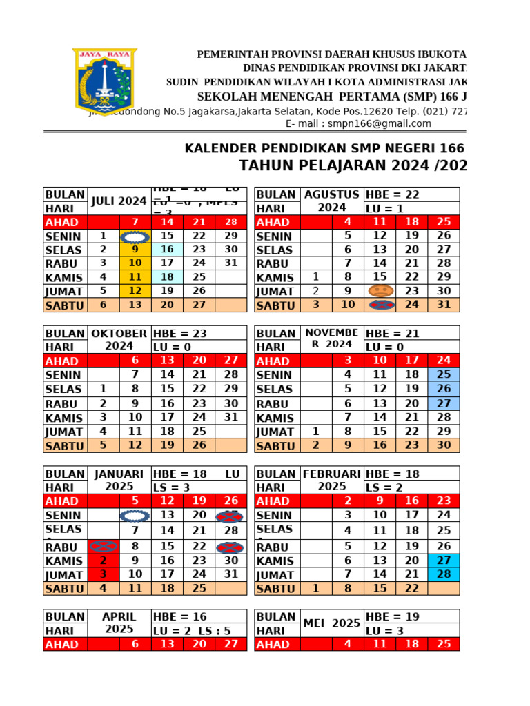 Kalender Pendidikan SMPN 166 Jakarta | PDF