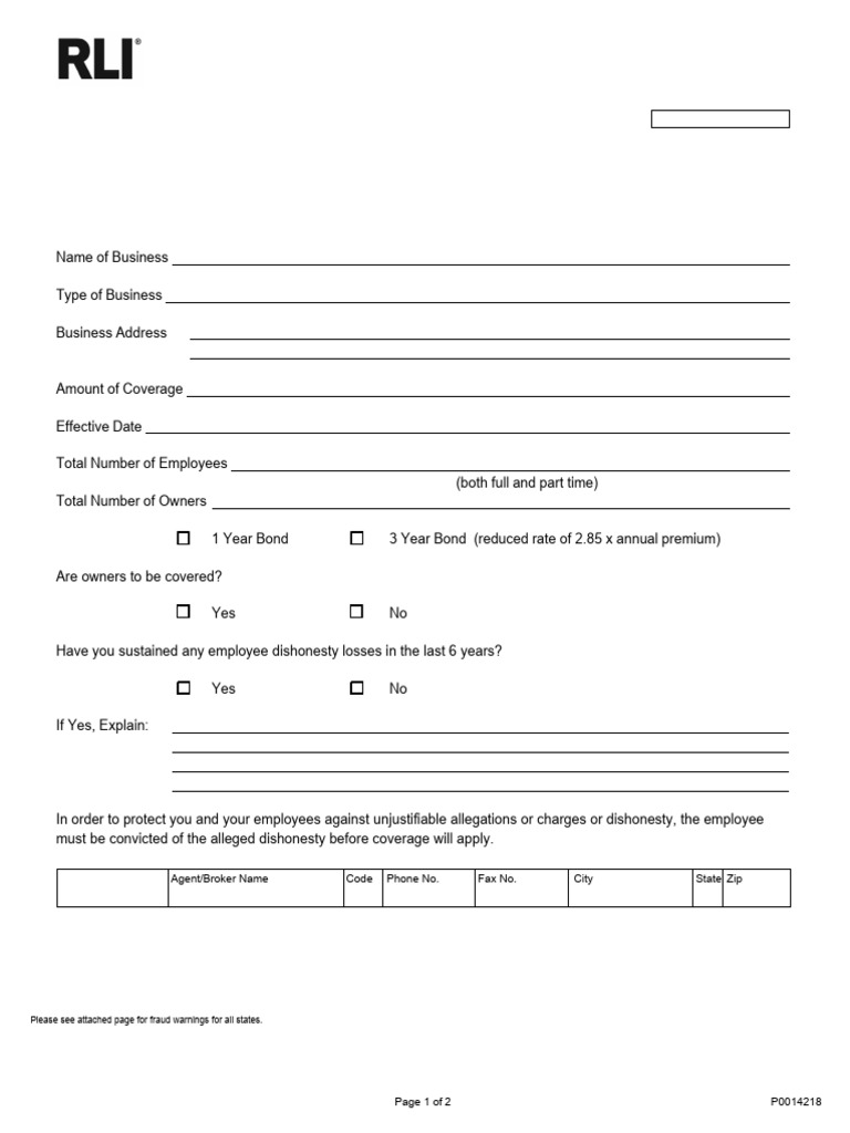 Employee Dishonesty Bond Application | PDF | Fraud | Insurance
