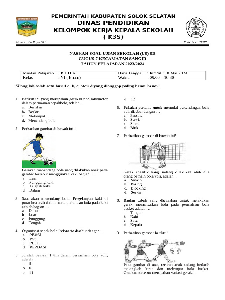Soal Pjok Us 2024 | PDF