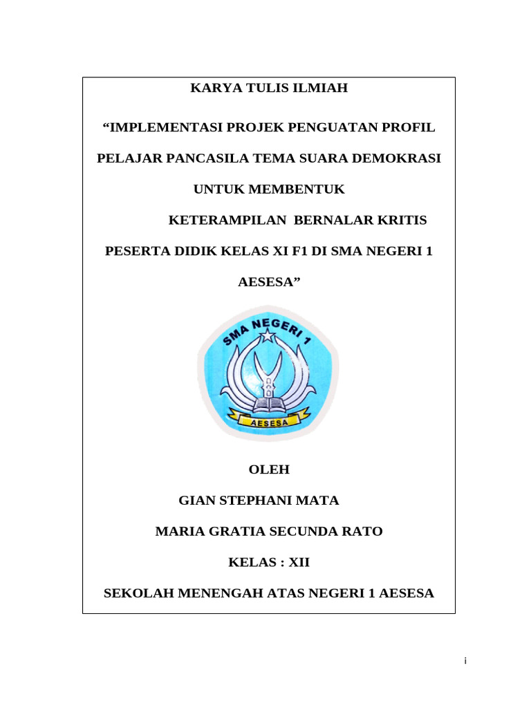 Daftar Isi Kti Gian Stephanie Mata Baru | PDF