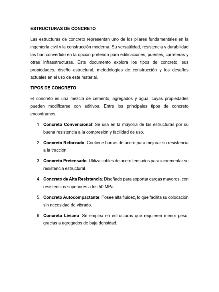 Tipos y propiedades del concreto estructural | PDF | Hormigón ...