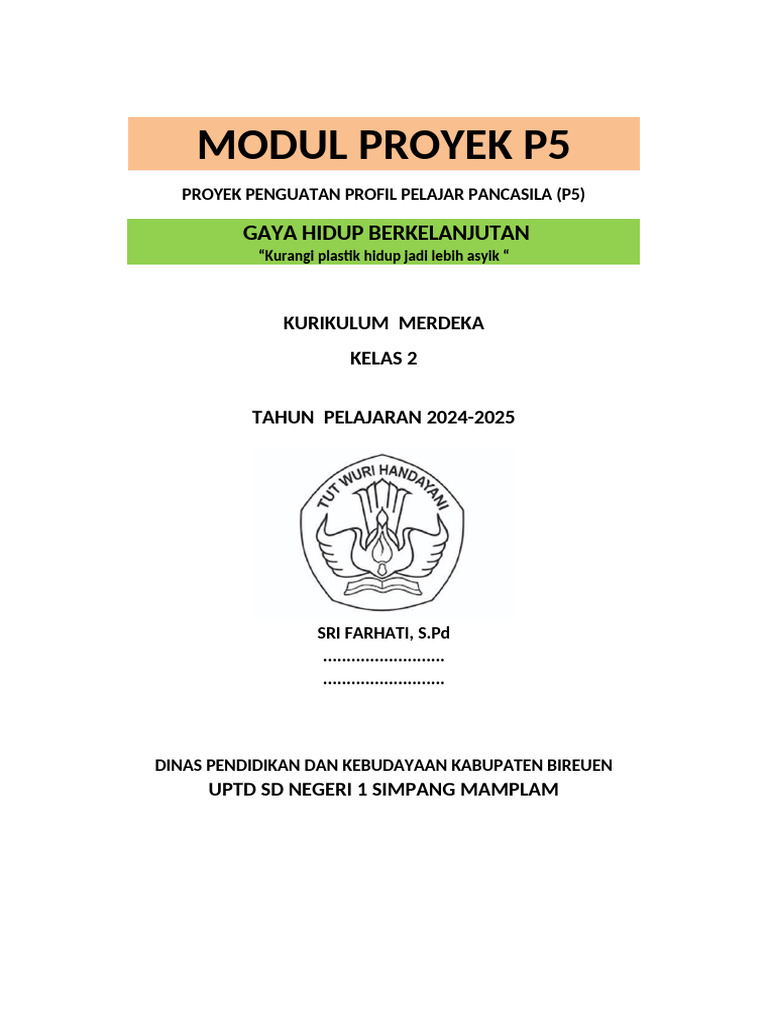 Modul Proyek P5 Kelas 2 Hidup Berkelanjutan 2 | PDF