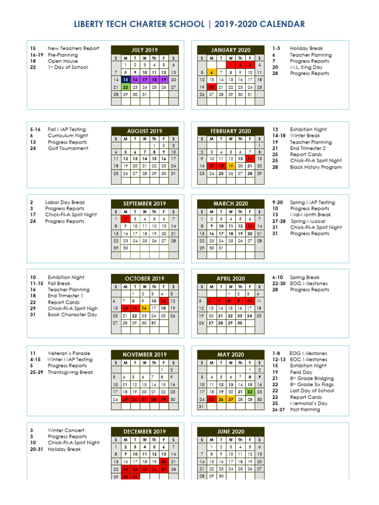 2019-2020 LTCS School Calendr | PDF | Observances | Schools
