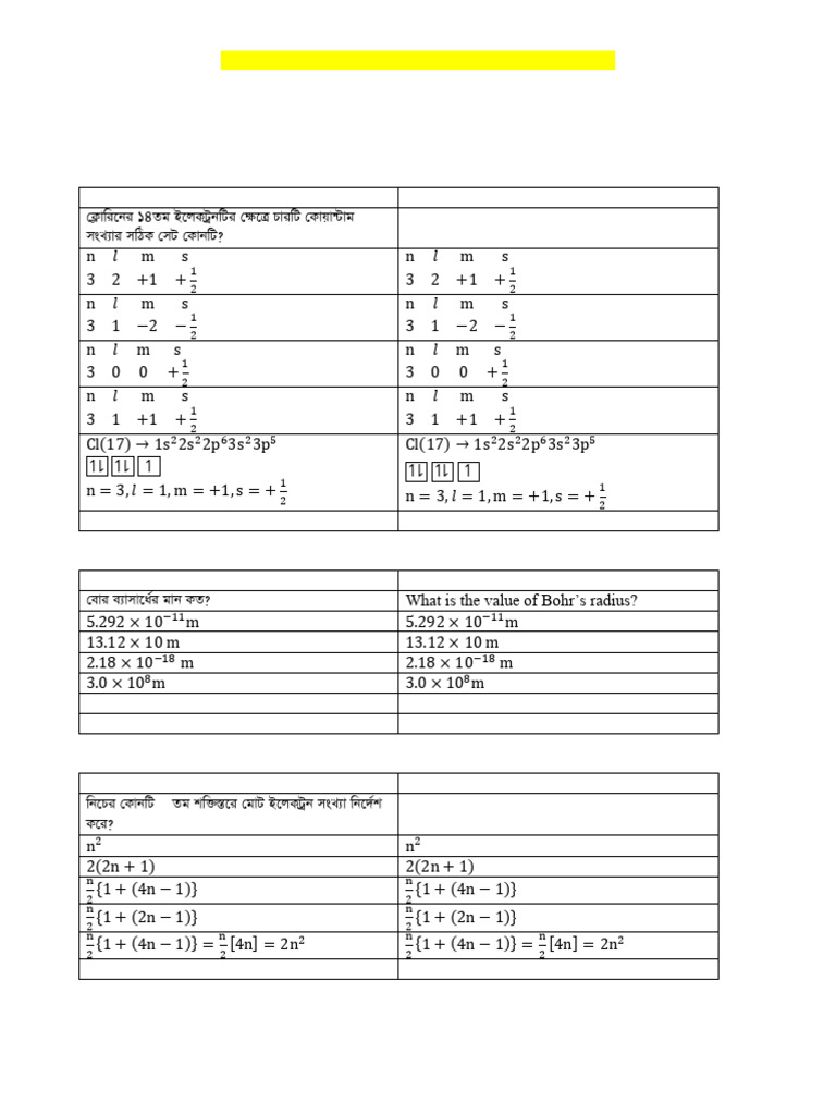 Varsity Paper Final 2024 (Chem 1) MCQ Set a Unmesh 1 | PDF | Ph | Chemical Equilibrium