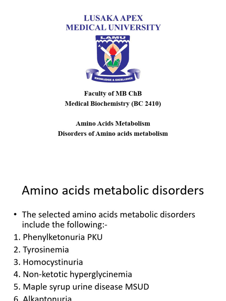 Amino Acids metabolism-Disorders | PDF | Phenylalanine | Biochemistry