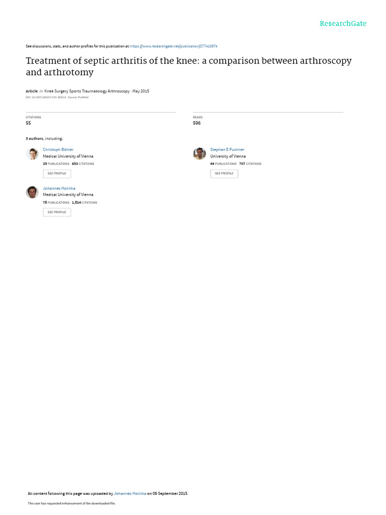 Treatment of Septic Arthritis of The Knee: A Comparison Between ...