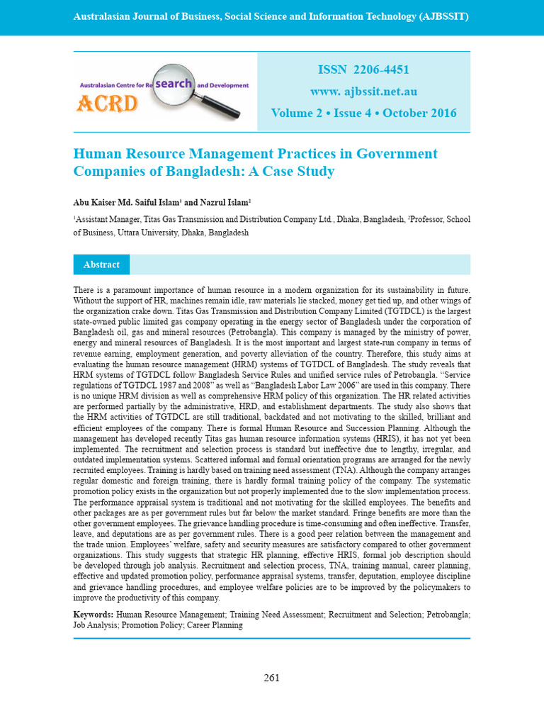 Human Resource Management Practices in G | PDF | Human Resource ...