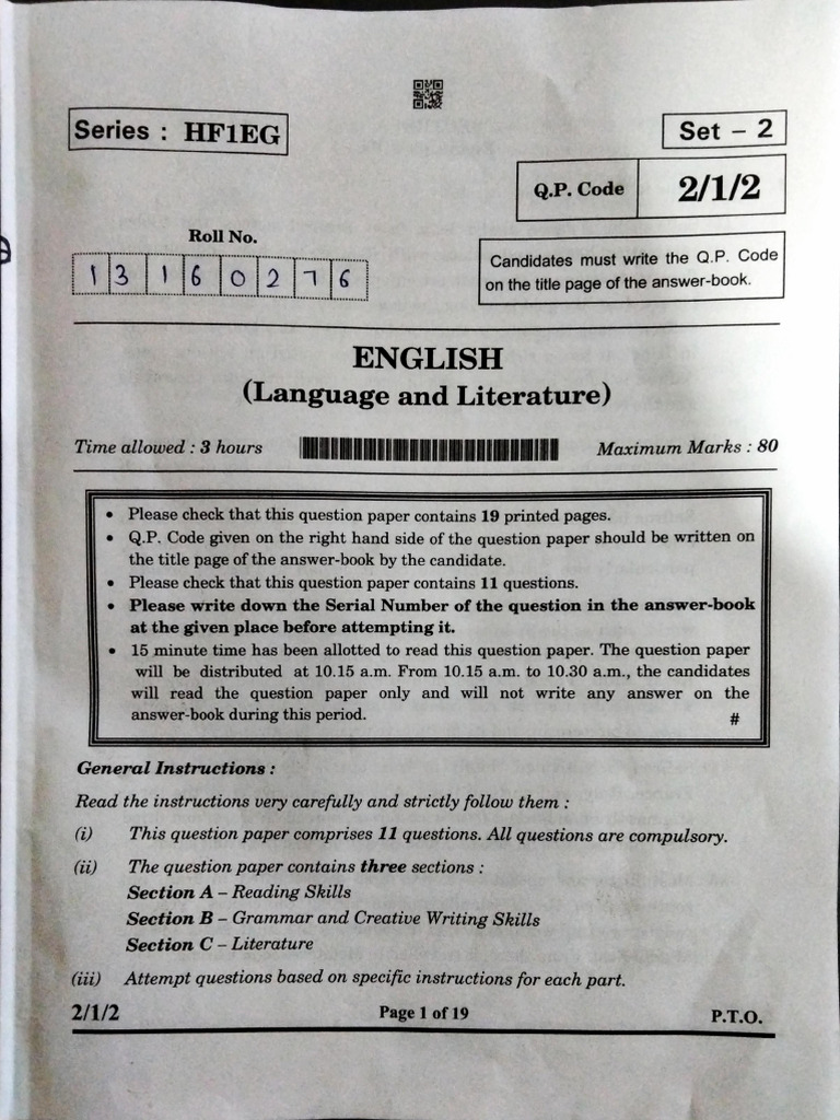 CBSE Class 10 English Question Paper 2025 | PDF | Silk