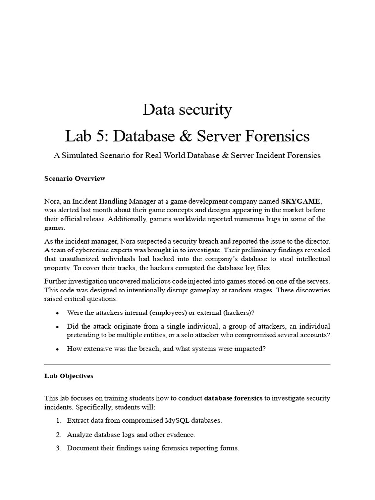 Database and Server Forensics | PDF | Databases | Computer Security