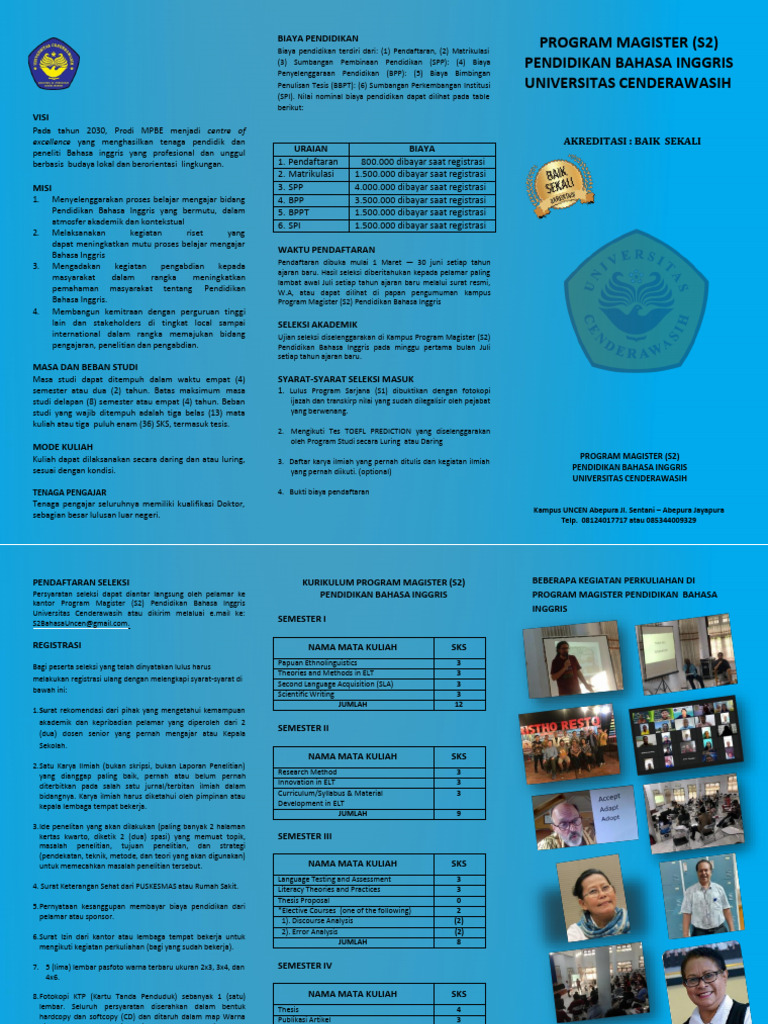 Biaya dan Pendaftaran MPBE UNCEN | PDF