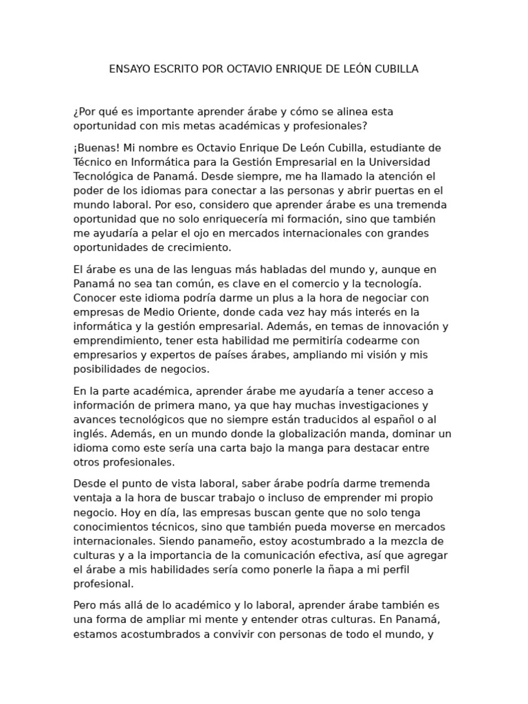 Ensayo Octavio de León | PDF | Arábica | Panamá