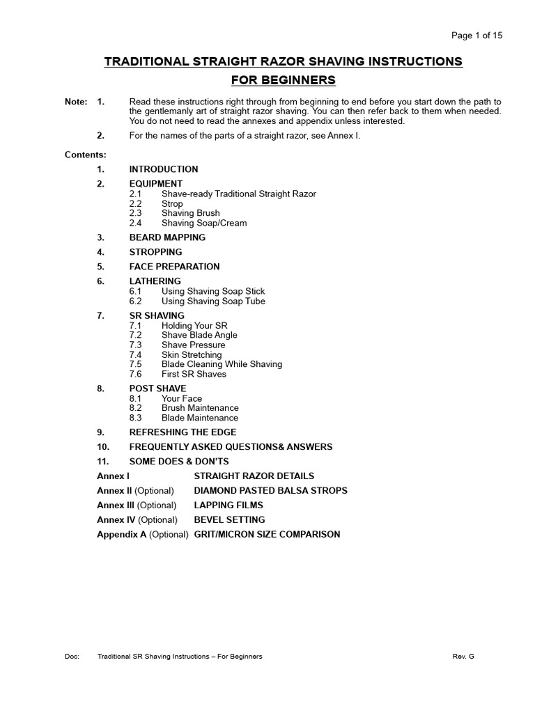 Instructions Rev G | PDF | Shaving | Razor