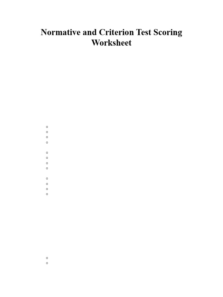 Normative and Criterion Test Scoring Essay Worksheet | PDF ...