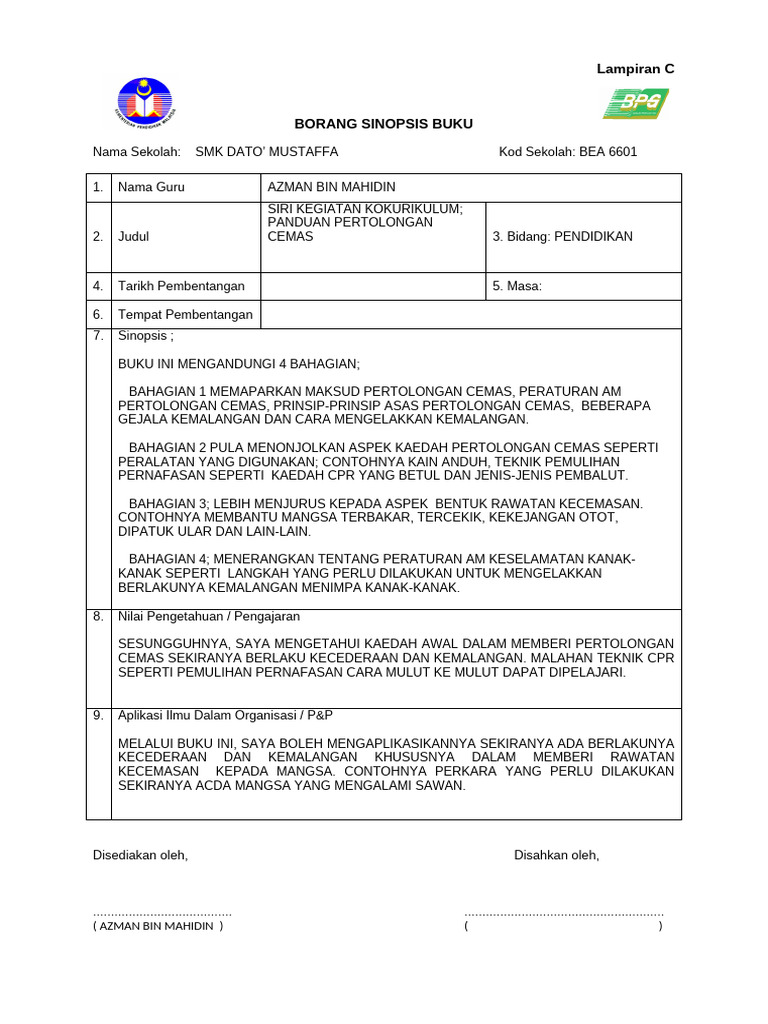 2021 sinopsis book PANDUAN PERTOLONGAN CEMAS- aZMAN - | PDF