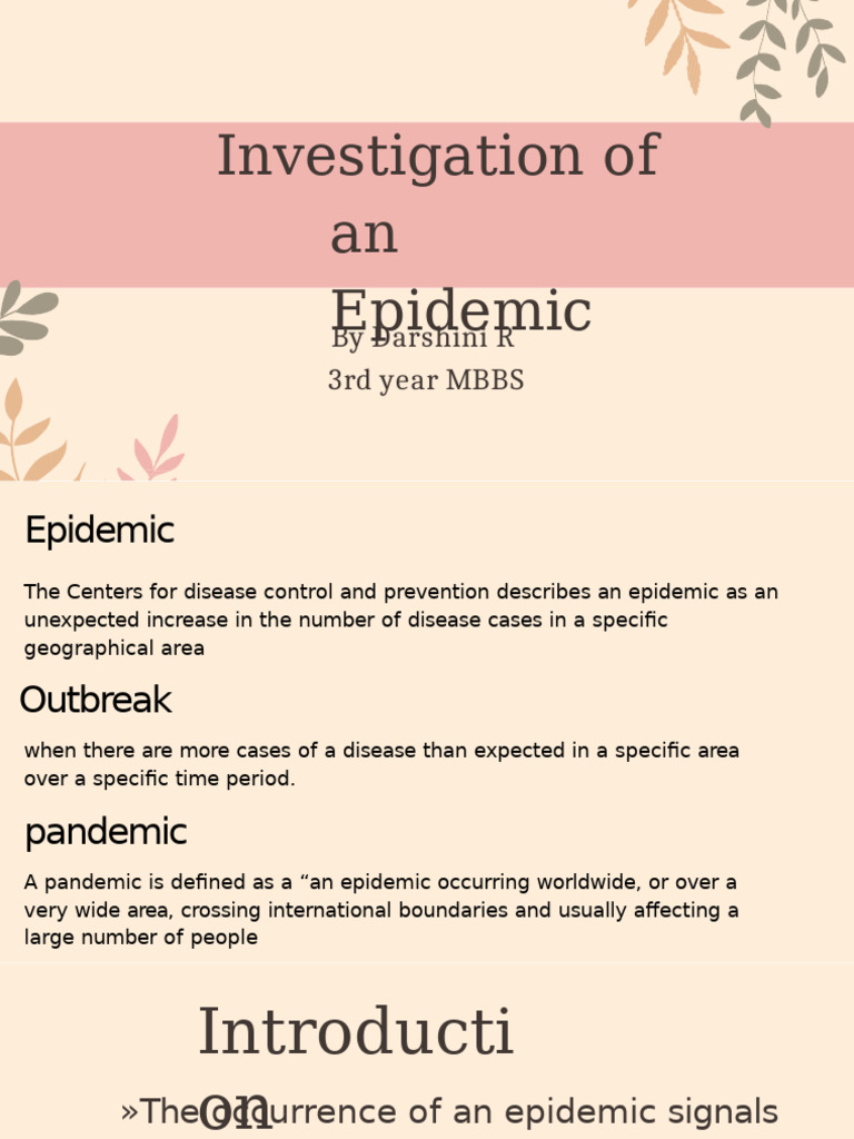 Epidemic Investigation Steps and Insights | PDF | Epidemics | Epidemiology