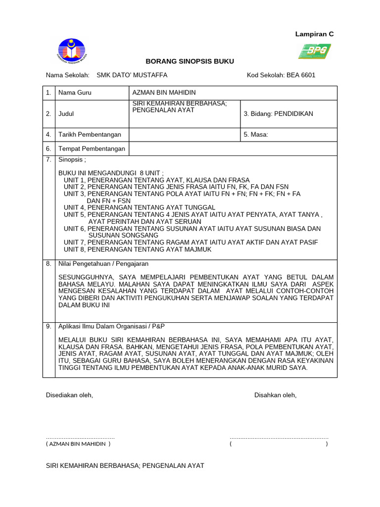 2021 Sinopsis Book PENGENALAN AYAT - aZMAN | PDF