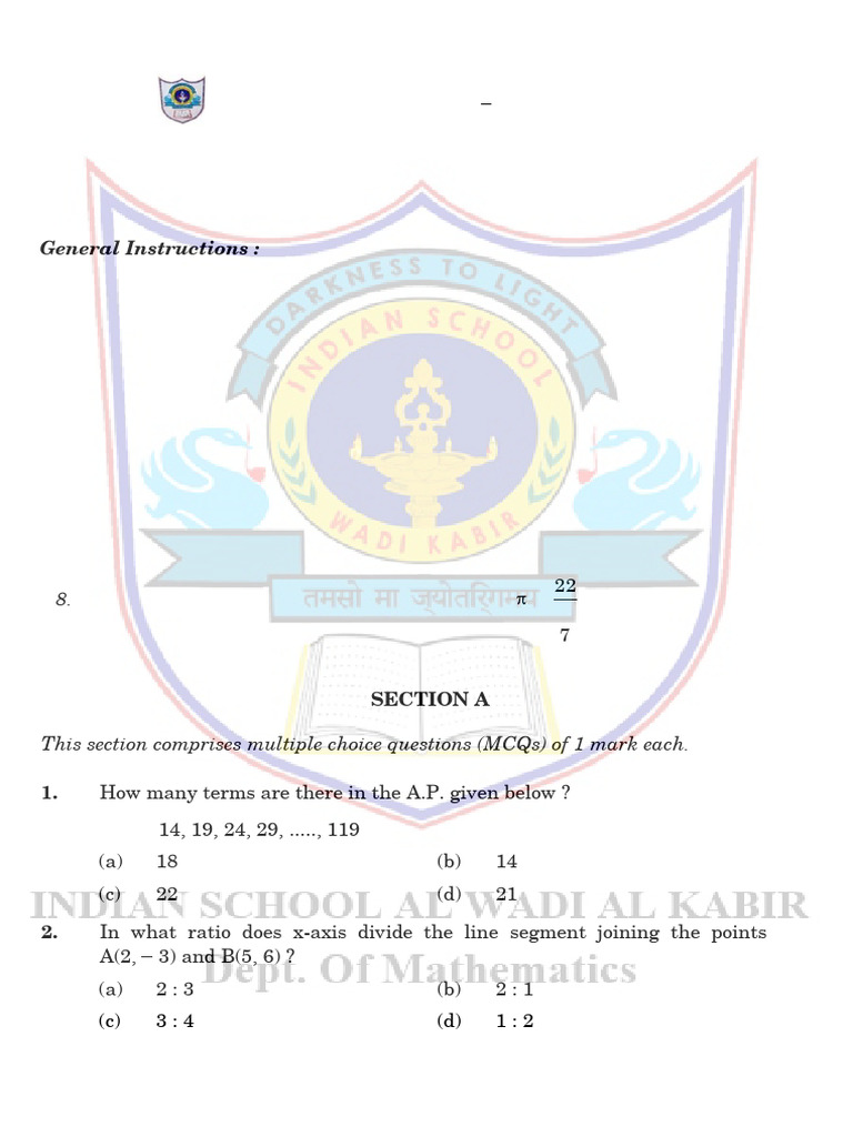 X Practice Paper 8 Math 041 QP 430-2-1 | PDF | Elementary Mathematics | Geometric Shapes