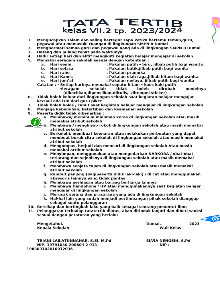 TATA TERTIB KELAS | PDF